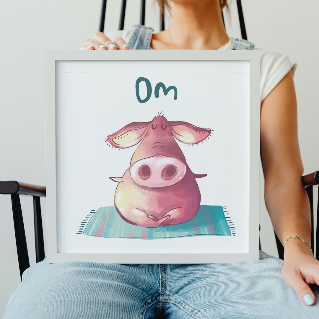 Meditating Pig Funny Art Print | Om Peaceful Illustrated Pig Digital ...