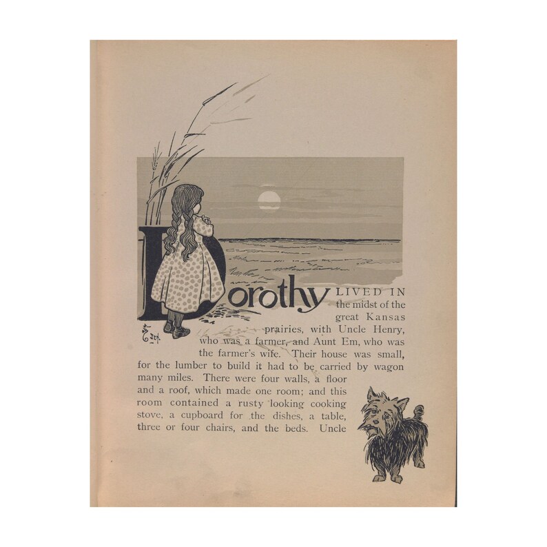 The Wonderful Wizard of Oz Wall Decor, 1900 Dorothy and Todo Storybook ...