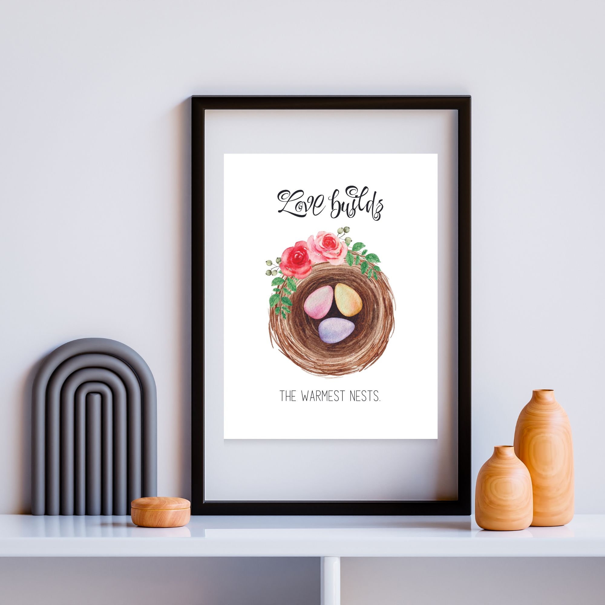 Love Builds the Warmest Nests Quote Wall Decor, Love Themed Home Decor ...