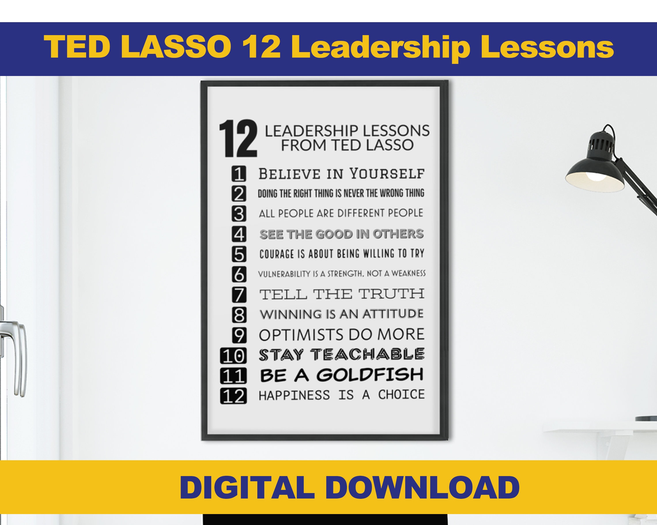 Ted Lasso Quotes Poster 12 Leadership Lessons Ted Lasso Wall Etsy Australia