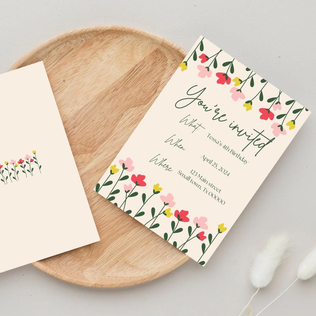Flower Party Invitation - Etsy