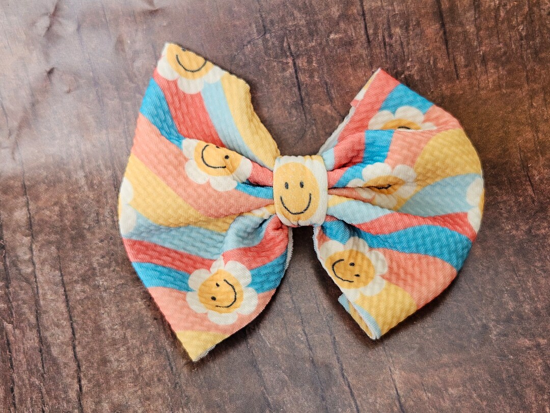 Retro Smiley Face Hair Bow, Liver Pool Fabric, Hair Accessories, 5inch ...