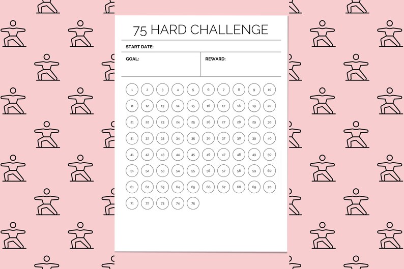 75 Day Challenge Printable, Fitness Tracker, Goal Setting, Progress ...
