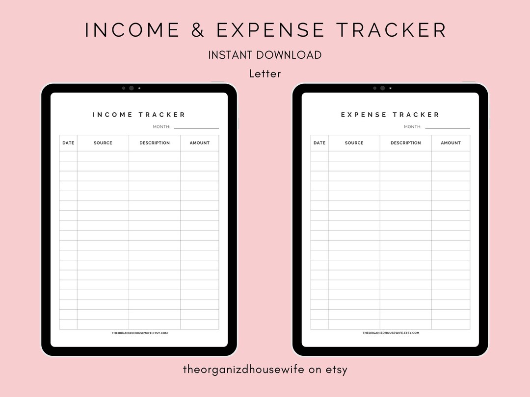 Simple Income & Expense Tracker Printable, Budget Planner, Instant ...