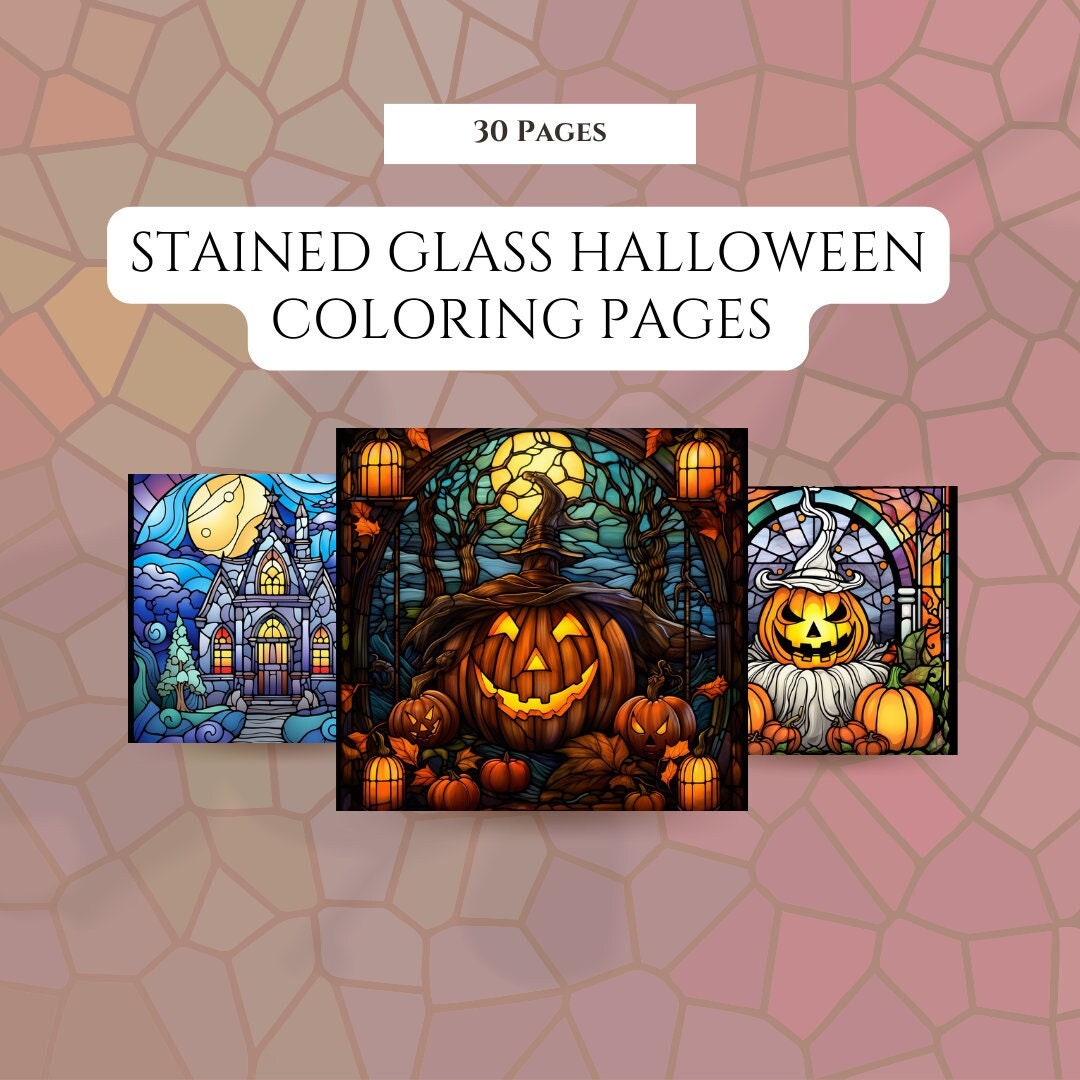 Halloween Stained Glass Coloring Book - 30 Spooky Designs for ...