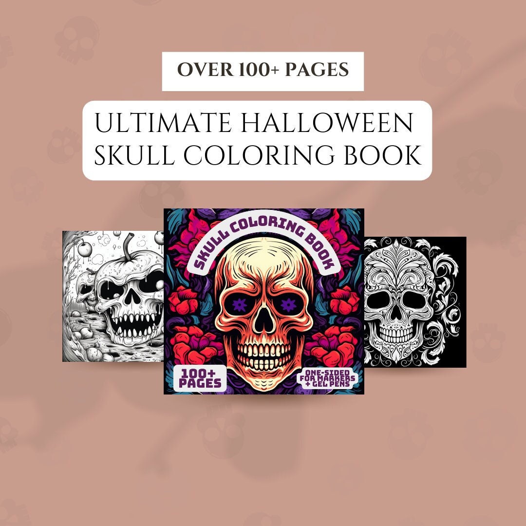 Halloween Skull Coloring Book: 100+ Spooky Designs for Relaxing and ...