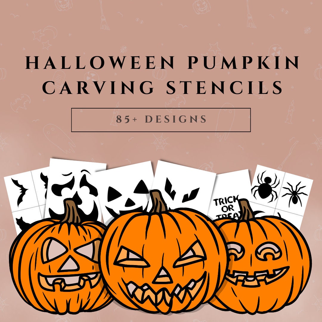 Halloween Pumpkin Carving Stencils With 50+ Unique Designs, Two Sizes ...