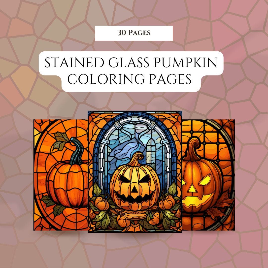 Pumpkin Halloween Stained Glass Coloring Pages - 30 Unique Printable ...
