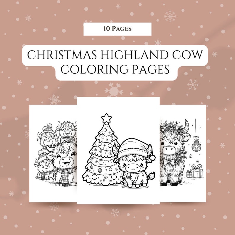 Christmas Highland Cow Coloring Pages - 10 Festive Designs for Kids ...