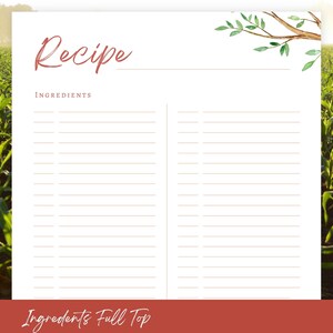 Printable Farm Recipe Pages Cookbook Binder Pages Recipe - Etsy