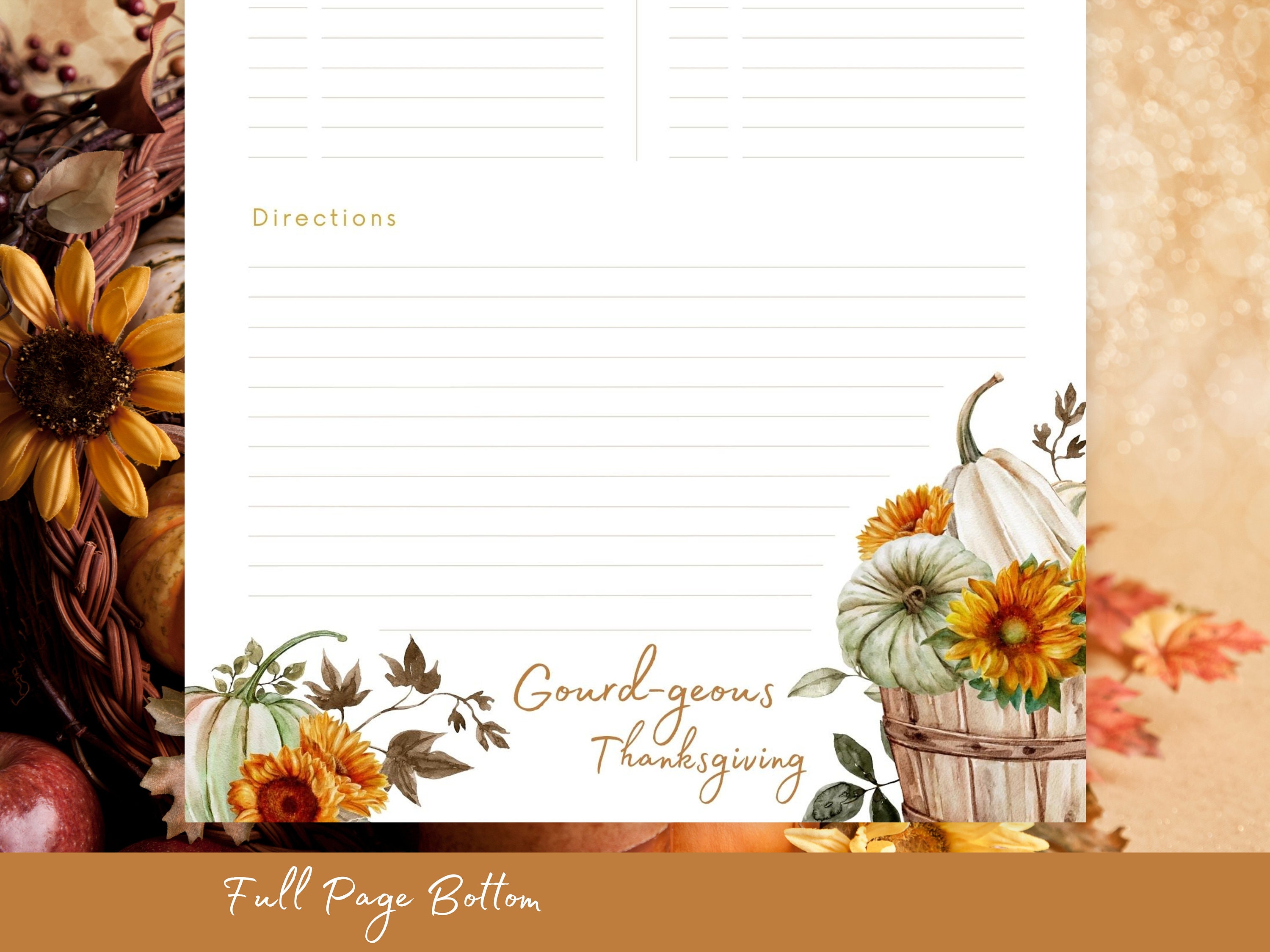 Printable Thanksgiving Recipe Pages | Fall | Custom Cookbook | Recipe ...