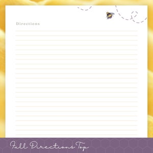 Printable Bee Recipe Pages | Cookbook Binder Pages | Recipe Card Full ...
