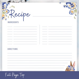 Printable Easter Bunny Recipe Pages | Spring | Custom Cookbook | Recipe ...