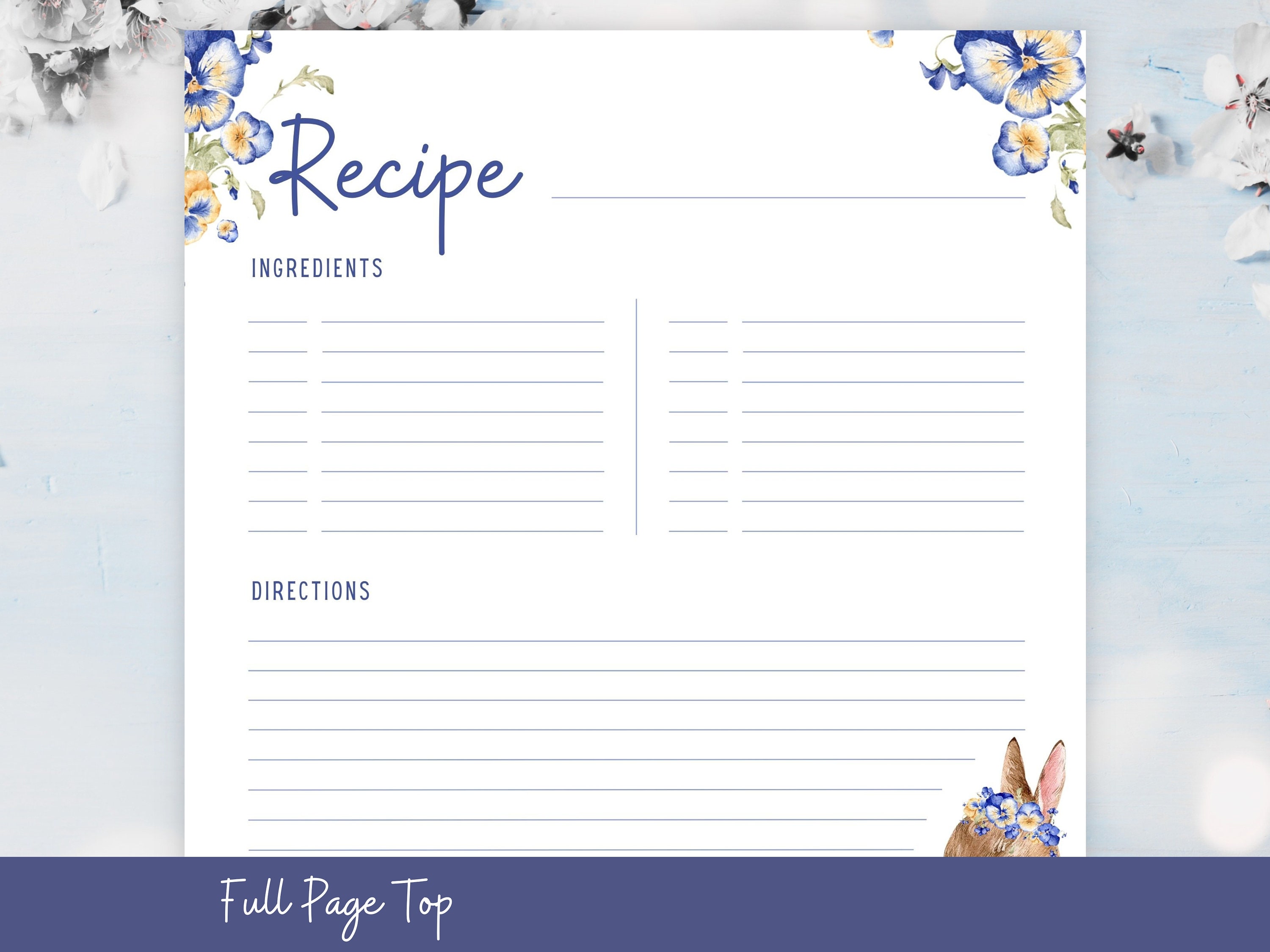Printable Easter Bunny Recipe Pages | Spring | Custom Cookbook | Recipe ...