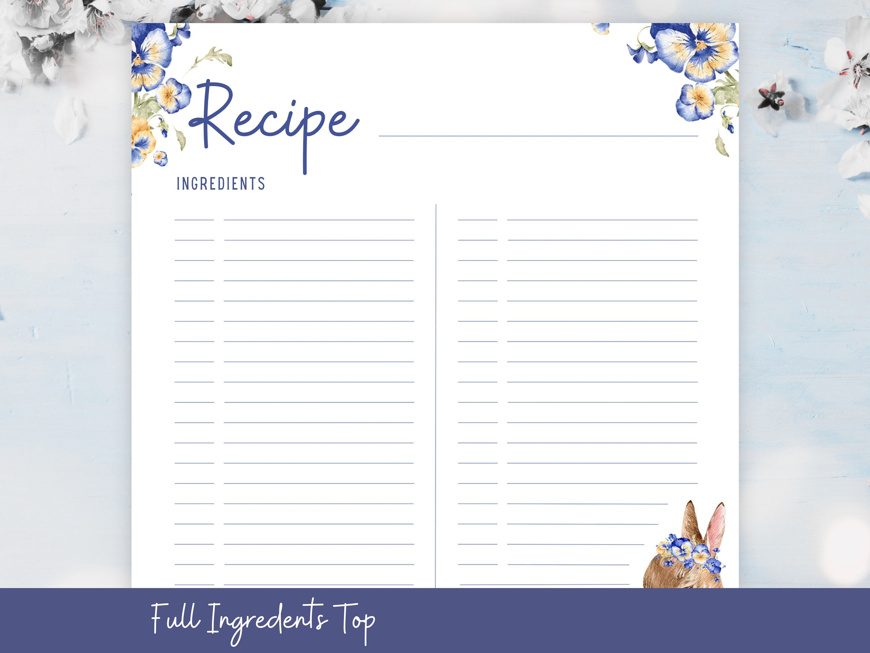 Printable Easter Bunny Recipe Pages | Spring | Custom Cookbook | Recipe ...