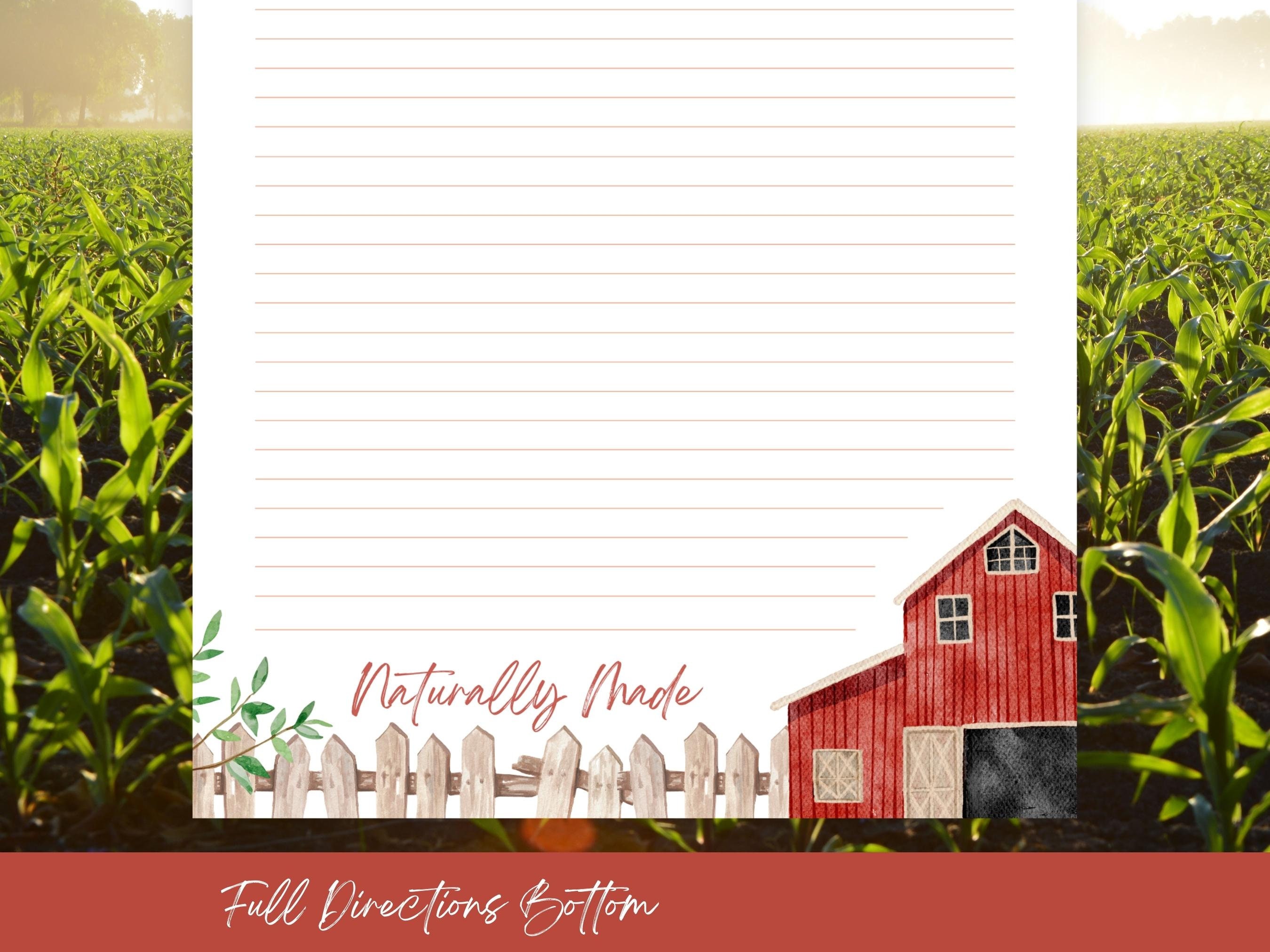 Printable Farm Recipe Pages | Cookbook Binder Pages | Recipe Card Full ...