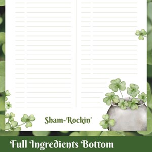 Printable Shamrock / Irish Recipe Pages | Custom Cookbook | Recipe Card ...