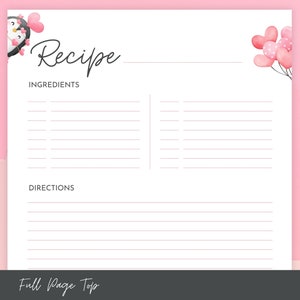 Printable love at First Bite Recipe Pages Valentine's Design Hearts ...