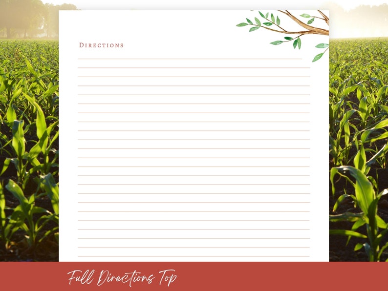 Printable Farm Recipe Pages | Cookbook Binder Pages | Recipe Card Full ...