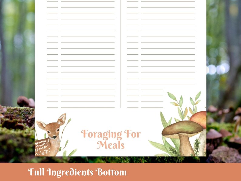 Printable Mushroom Recipe Pages | Cookbook Binder Pages | Recipe Card ...