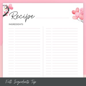Printable love at First Bite Recipe Pages Valentine's Design Hearts ...