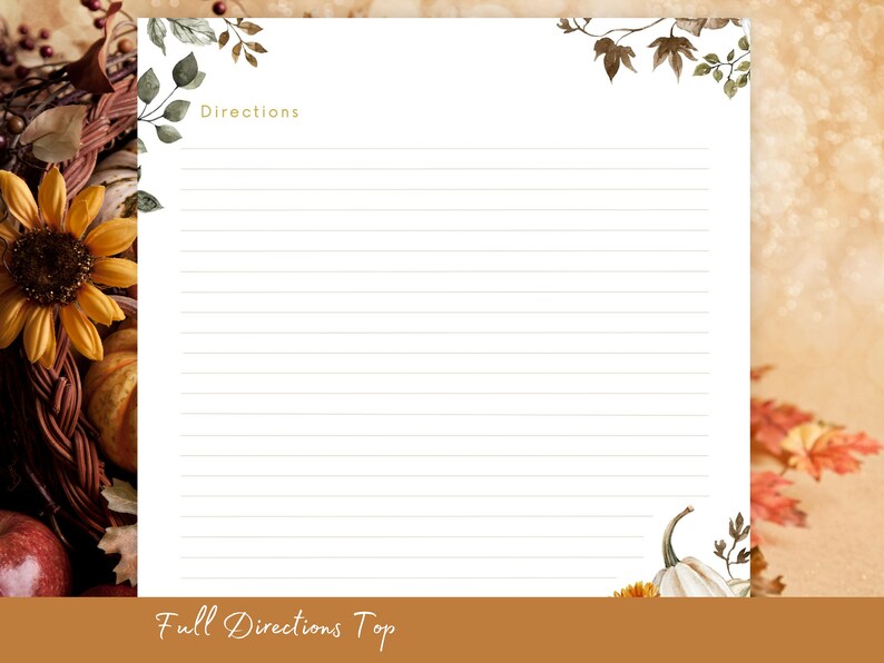 Printable Thanksgiving Recipe Pages | Fall | Custom Cookbook | Recipe ...