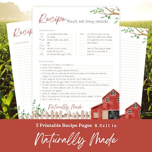 Printable Farm Recipe Pages Cookbook Binder Pages Recipe - Etsy