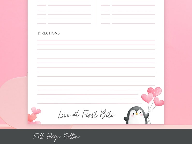 Printable love at First Bite Recipe Pages Valentine's Design Hearts ...