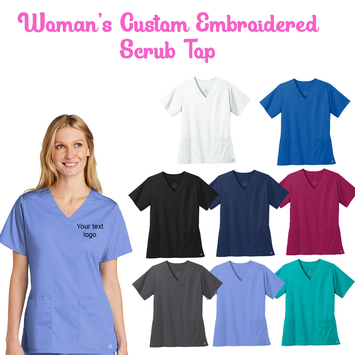 Embroidered Scrub Top for Women - Etsy
