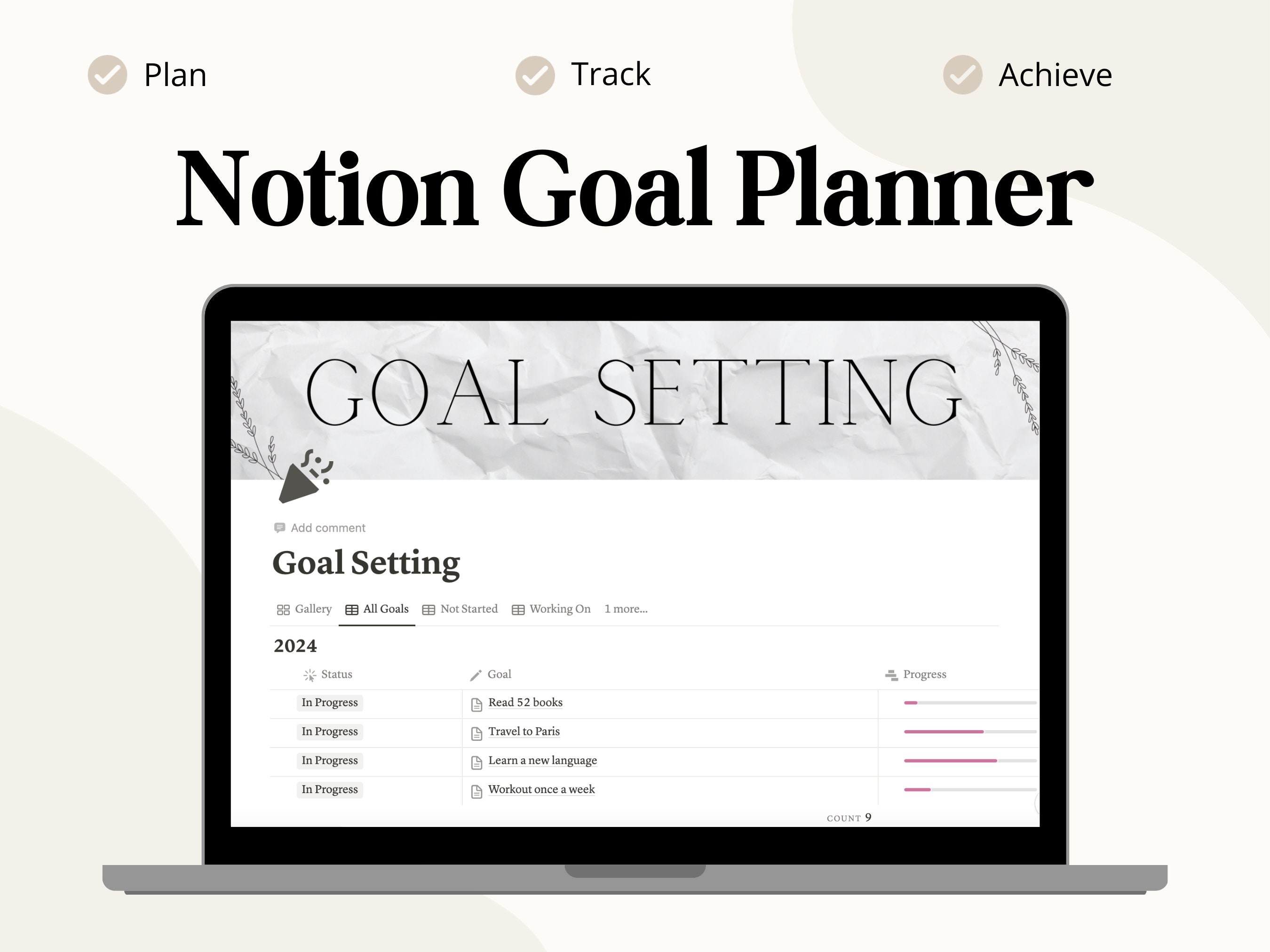 Notion Goal Planner for 2024 | Yearly Goal Planner and Tracker, Goal Setting Template - Etsy Canada