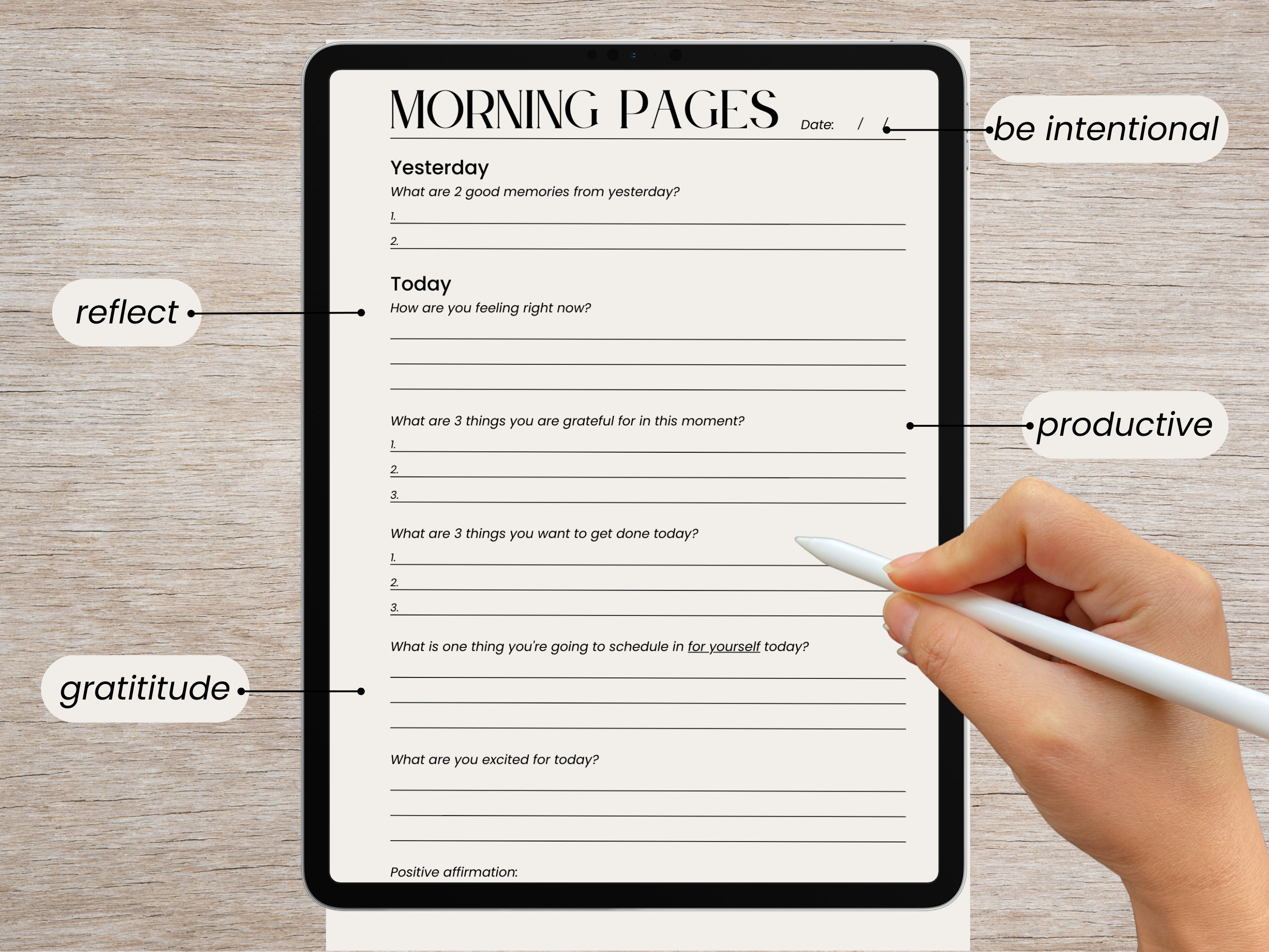 Morning Pages Daily Check-in | 5 Minute Morning Journal, Plan Your Day ...