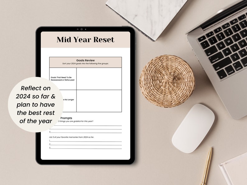 Mid Year Reset Workbook 2024 Mid Year Goals Setting Worksheet, Personal Review, 6 Month Goal ...