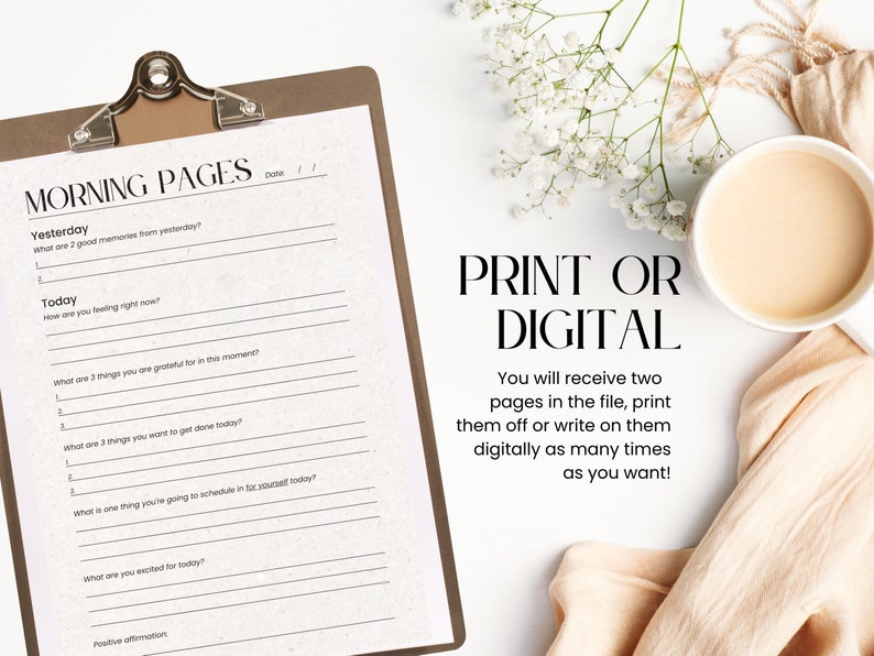 Morning Pages Daily Check-in | 5 Minute Morning Journal, Plan Your Day ...