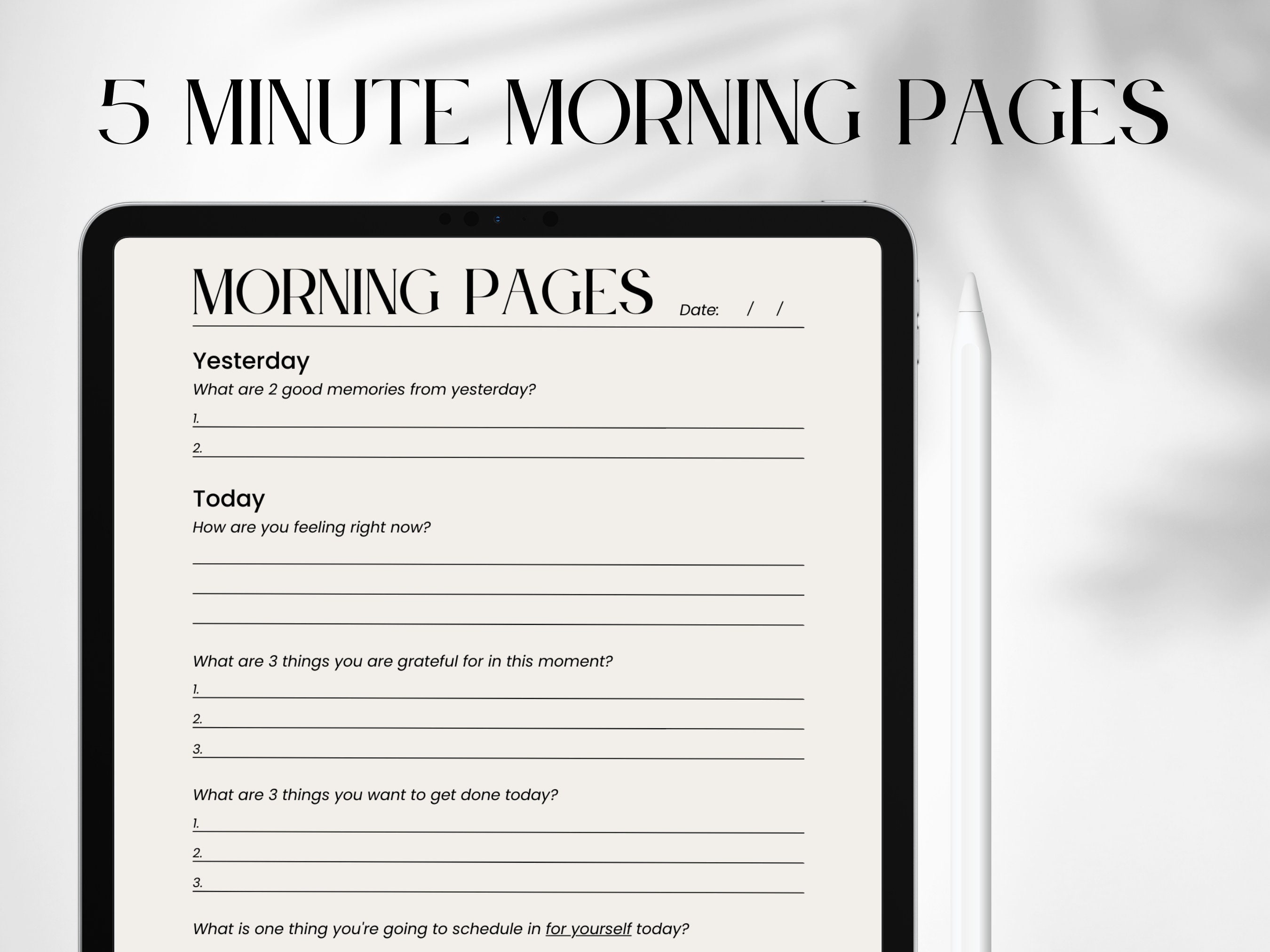 Morning Pages Daily Check-in | 5 Minute Morning Journal, Plan Your Day ...
