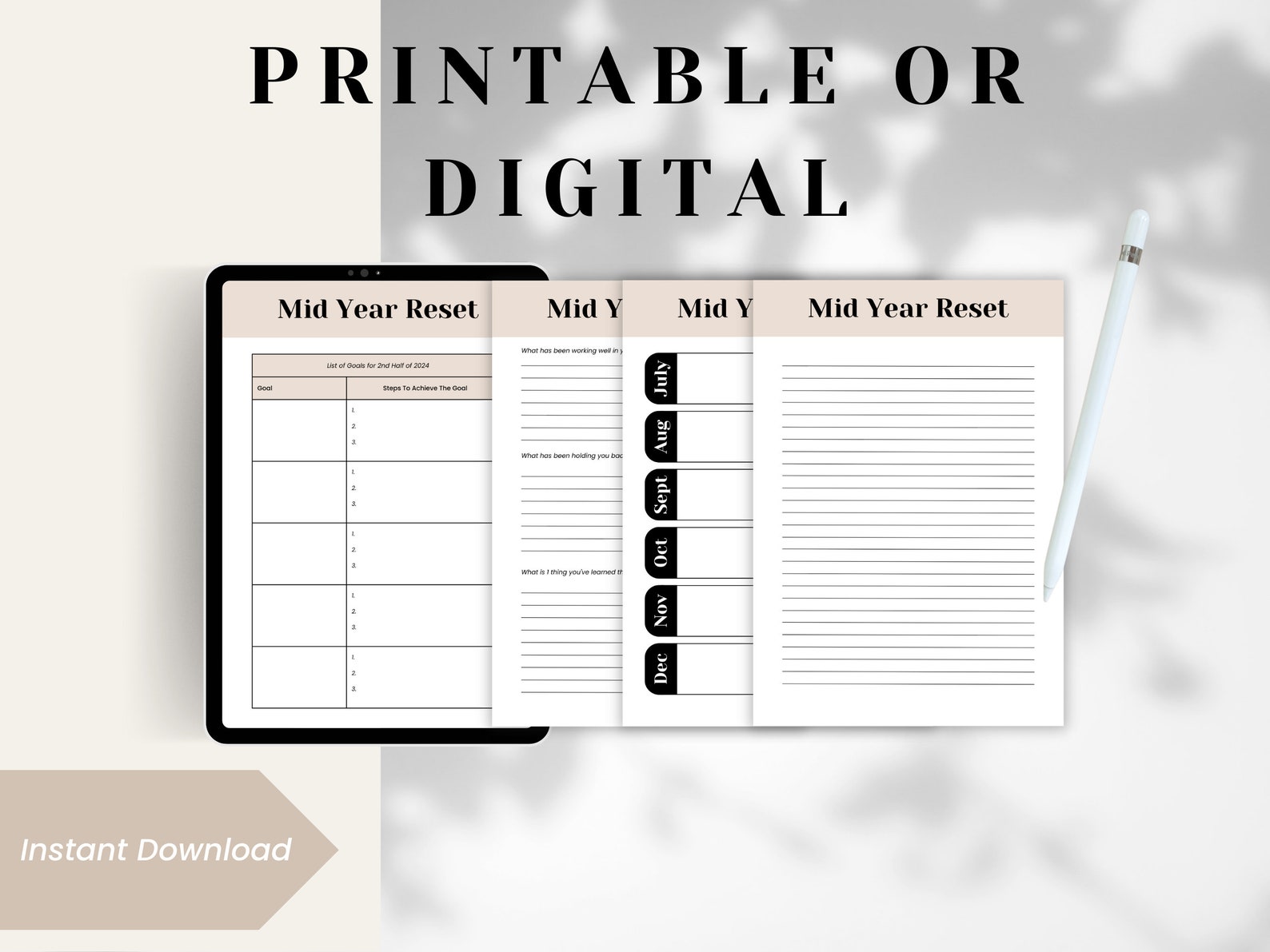 Mid Year Reset Workbook 2024 Mid Year Goals Setting Worksheet, Personal Review, 6 Month Goal ...