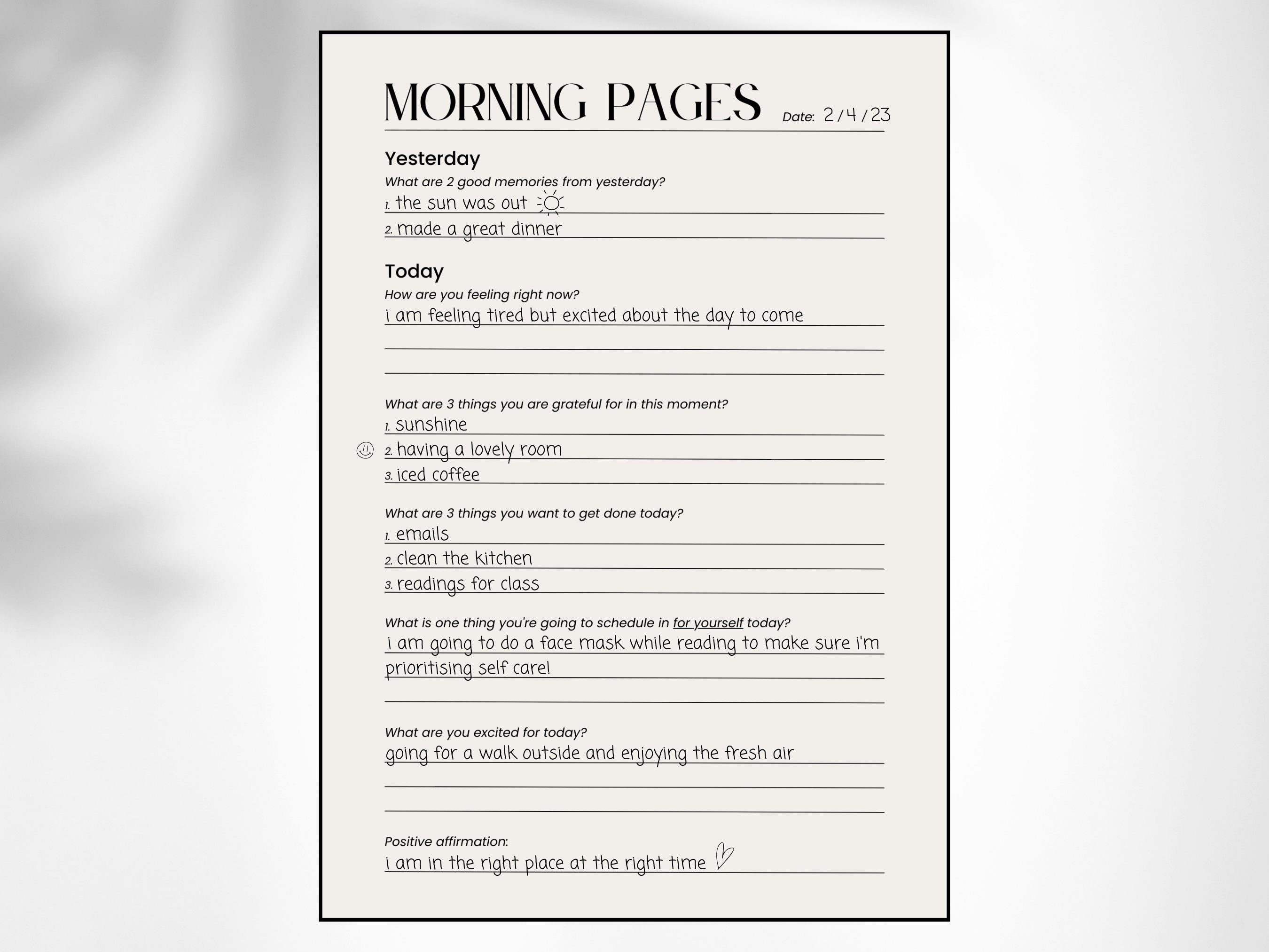 Morning Pages Daily Check-in | 5 Minute Morning Journal, Plan Your Day ...