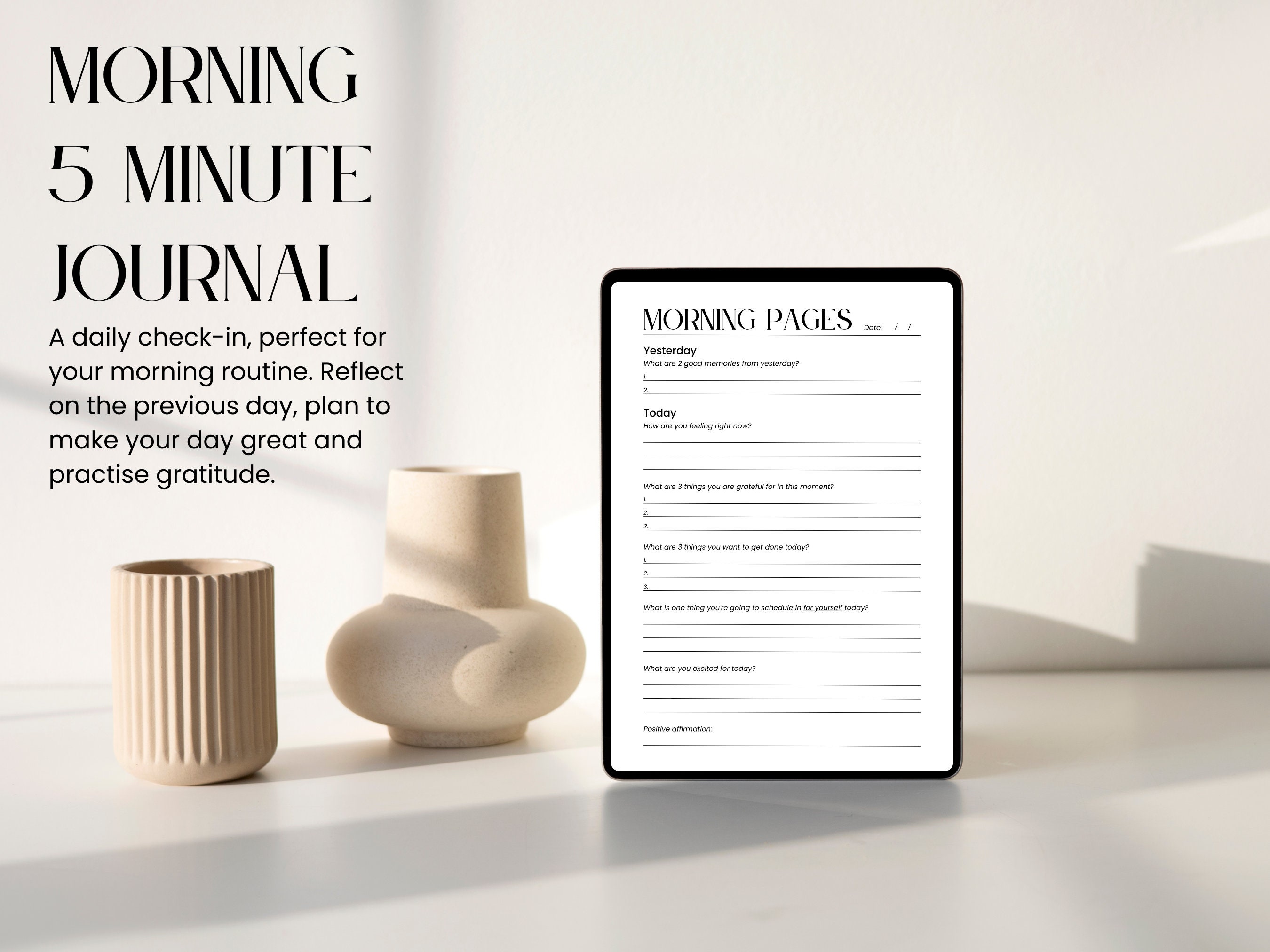 Morning Pages Daily Check-in | 5 Minute Morning Journal, Plan Your Day ...