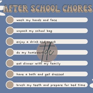 Kids Daily School Checklist Schedule Printable, Editable Chore Chart ...