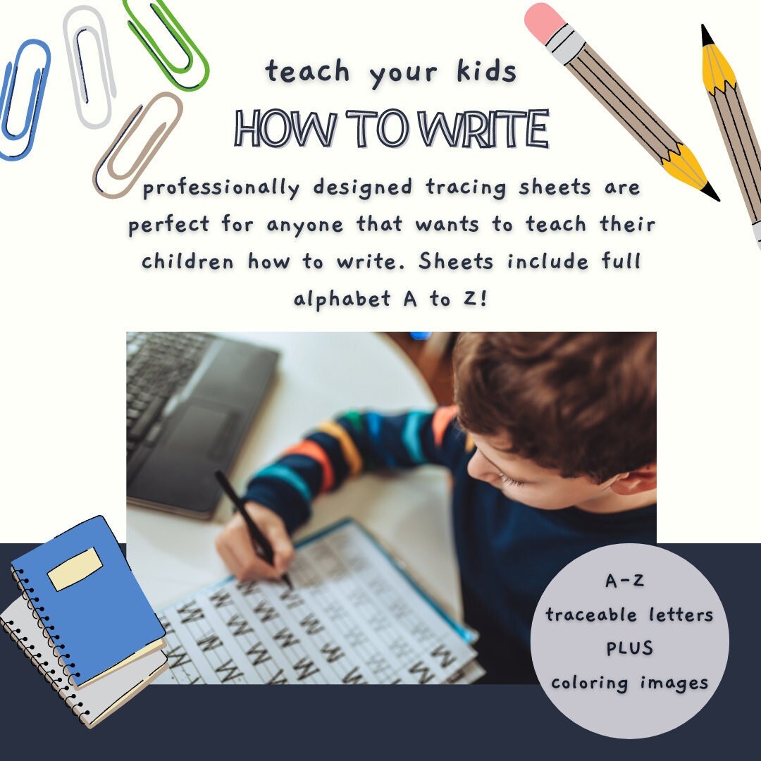 A to Z Tracing Sheet, Handwriting Practice, Kid's Coloring Page, Trace ...