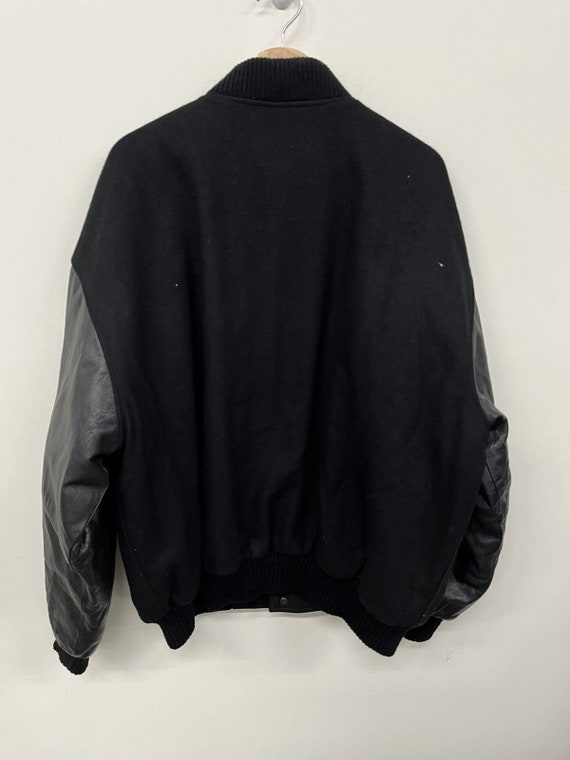 Vintage Black Wool Varsity Jacket 90s Company Coat Si… - Gem