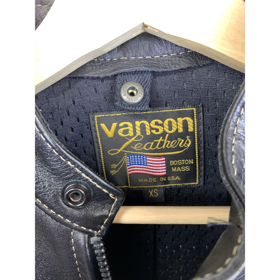 Vintage Vanson Leathers Biker Jacket 1990s Leather Canvas Zip up ...