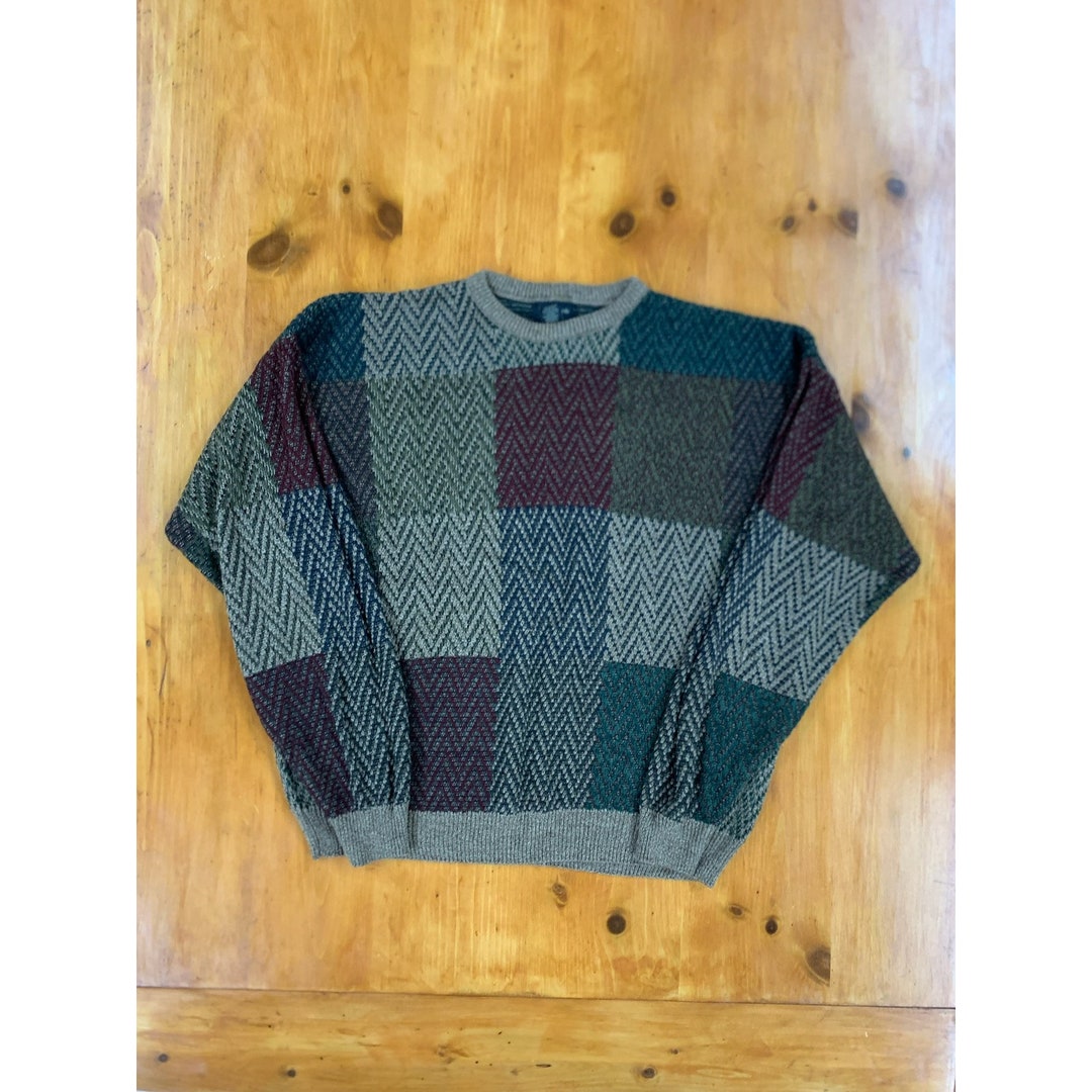 Vintage Block Wave Knit Sweater - Etsy