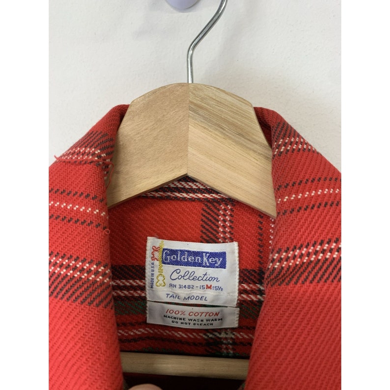 Vintage 1980s Golden Key Red Green Check Thick Heavy Flannel Size M ...