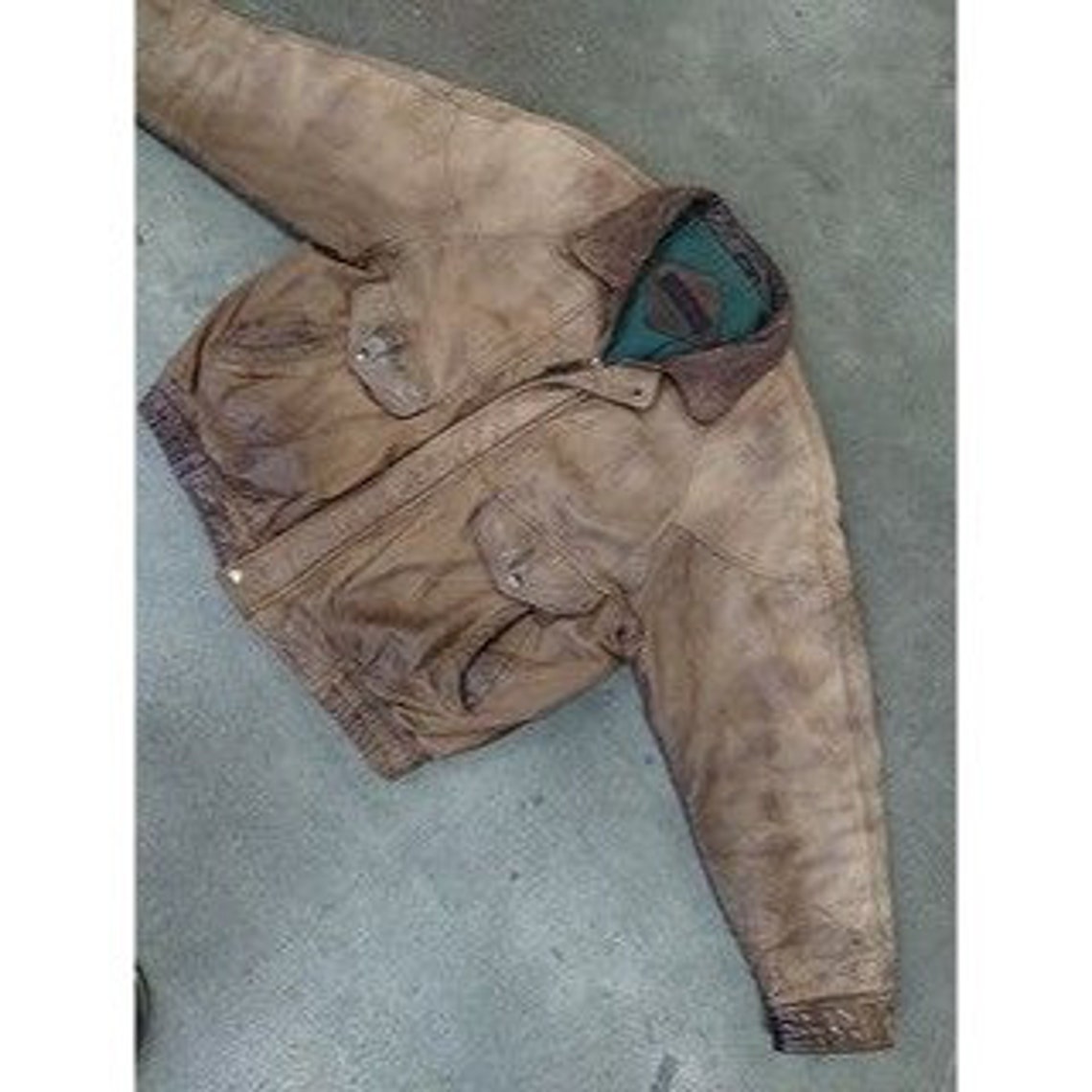 Vintage 80s Leather Jacket Mirage Faded Cowhide Bomber Jacket XL ...