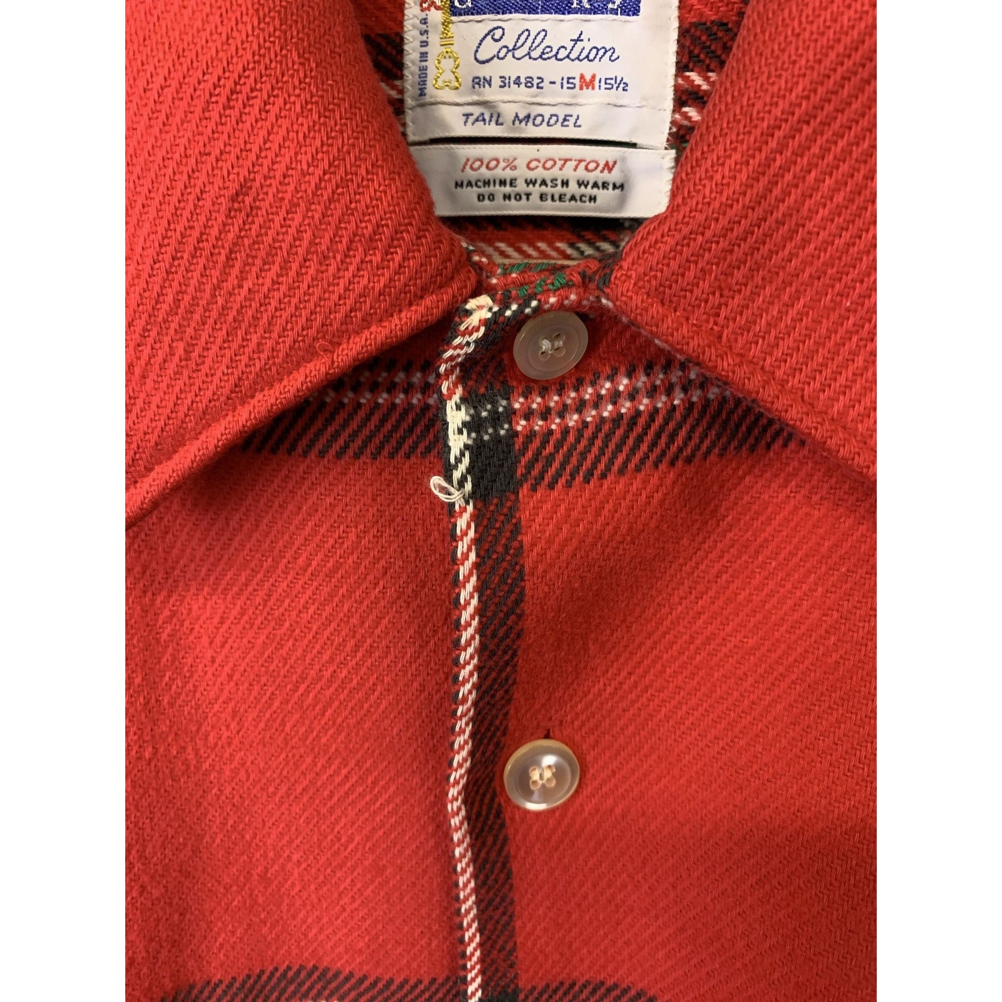 Vintage 1980s Golden Key Red Green Check Thick Heavy Flannel Size M ...