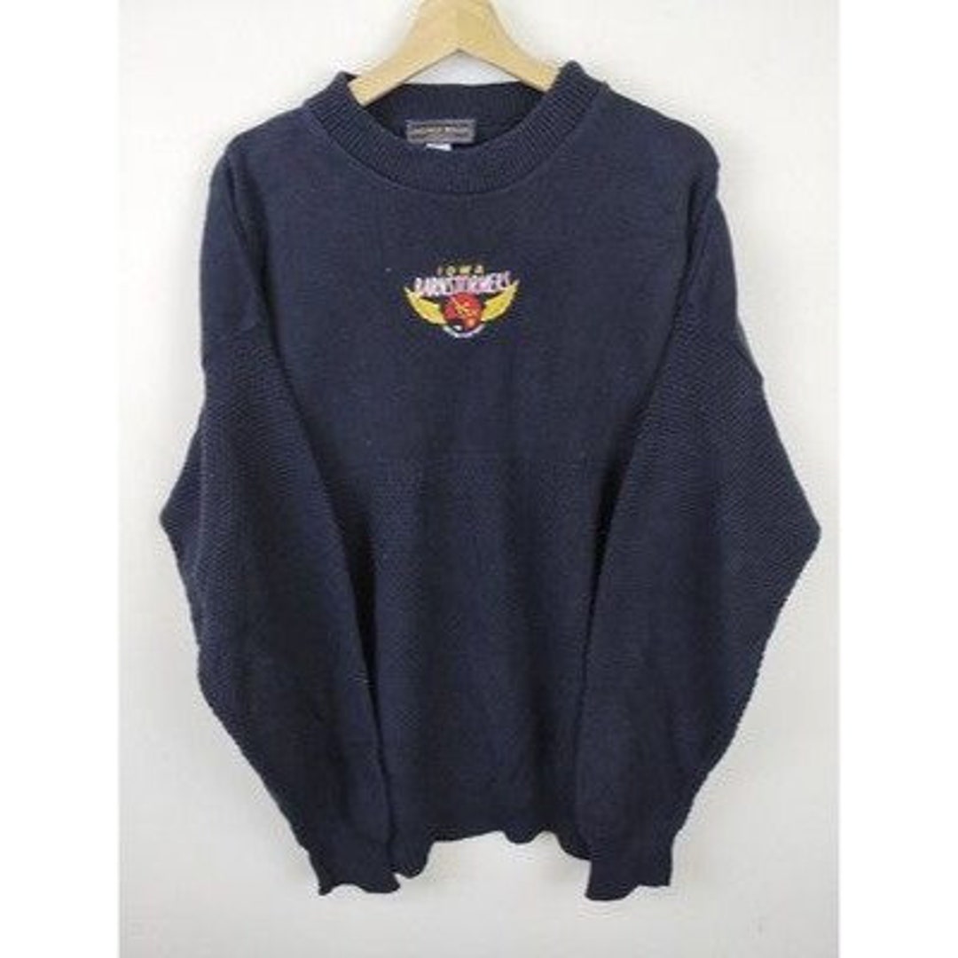 Vintage 90s Waffleknit Sweater Andrew Rohan Football Sweater Size XXL ...