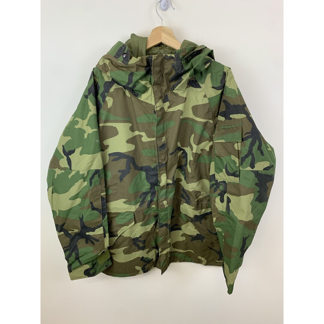 Vintage Military Woodland Cold Weather Camo Parka Rain Jacket Size ...