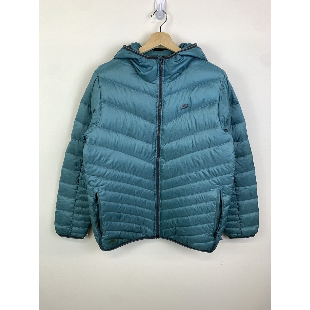 Nike Tech Jacket Teal Puffer Full Zip Nike Tech Coat Size L Vintage ...