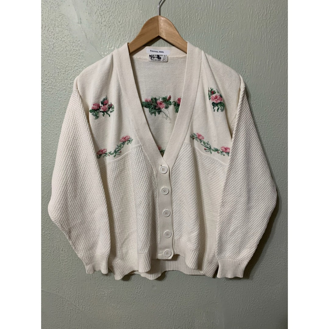 Vintage Bouquet Chain Knit Cardigan - Etsy
