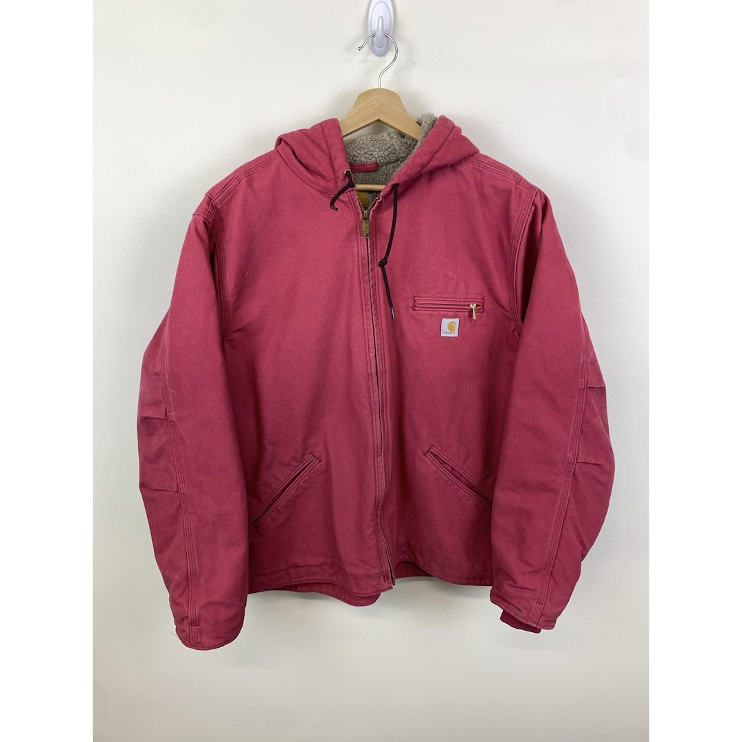 Vintage 1990s Pink Carhartt Sherpa Lined J141 Hooded Detroit Jacket - Etsy